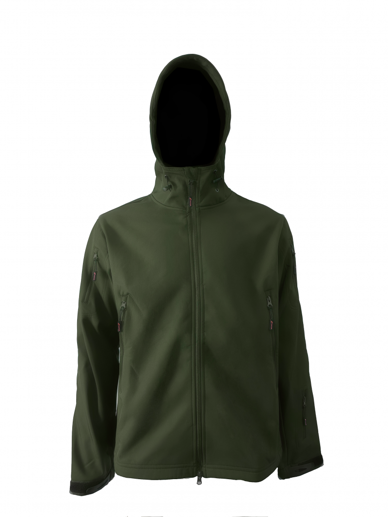 CAMPERA SOFTSHELL CON CAPUCHA - VERDE (neopreno)
